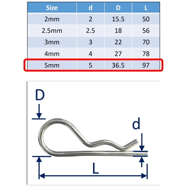 R-Clips (Spring Cotter Pins) A4 316 Stainless Steel