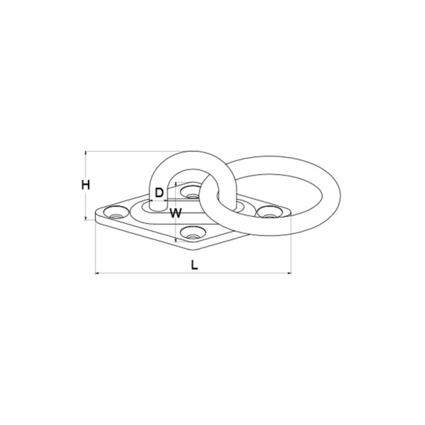 Diamond Eye Plate with Ring - 316 / A4 Stainless Steel - 40 x 65mm base ...
