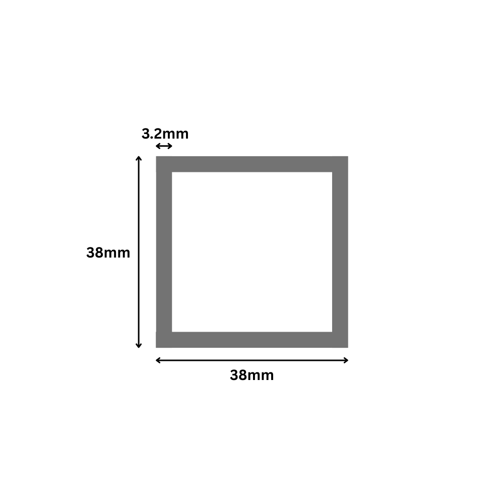 GRP Box Section 38mm x 38mm x 3.2mm - Iso Grey