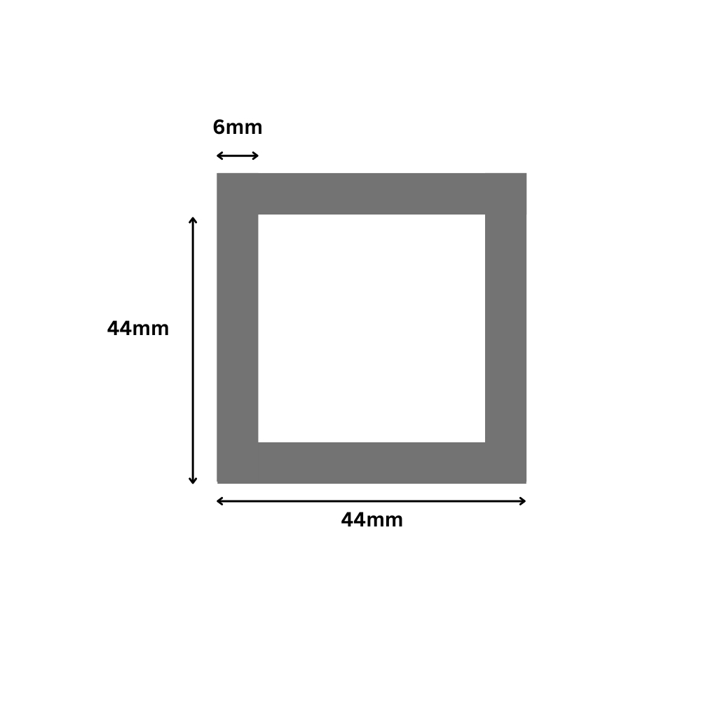 GRP Box Section 44mm x 44mm x 6mm - Iso Grey