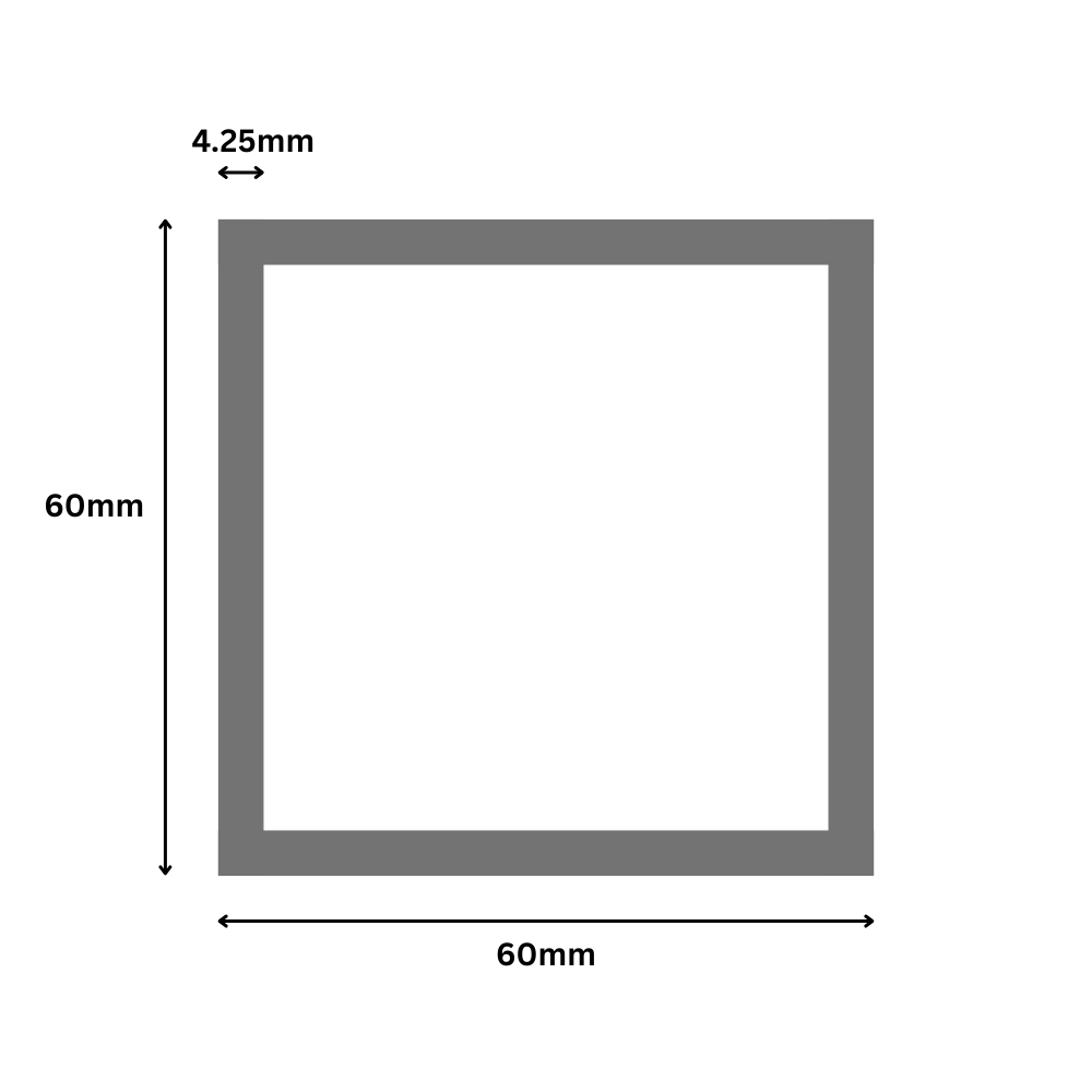 GRP Box Section 60mm x 60mm x 4.25mm - Iso Grey
