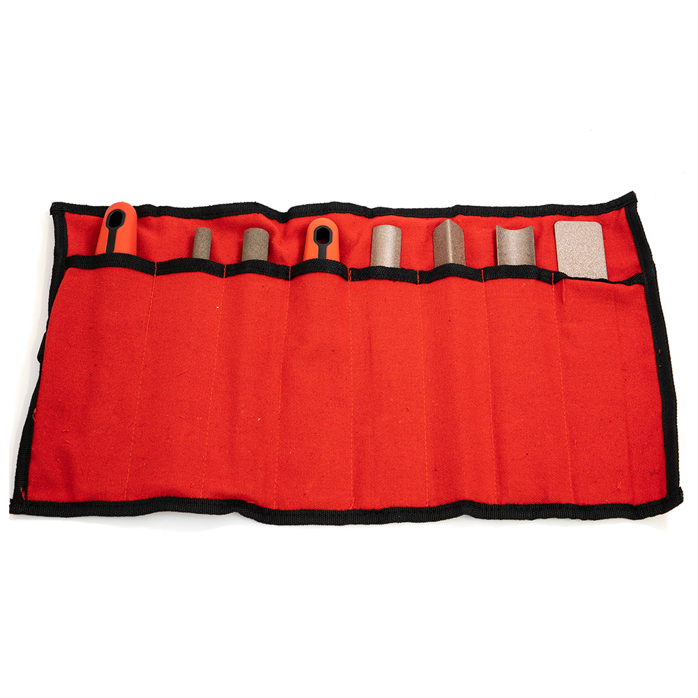 Perma-Grit® SET-8F – Fine Hand File Set (8 Tools in Red Roll)